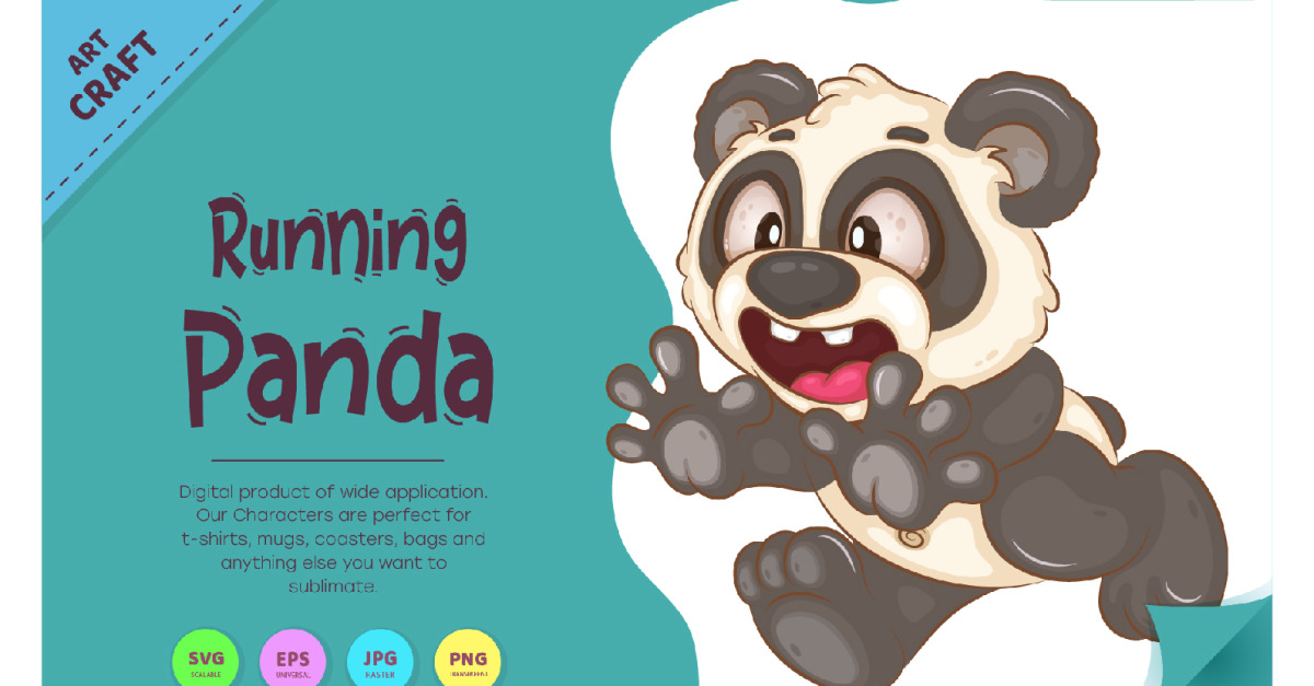 Running Cartoon Panda. Animal Art. #340464 - TemplateMonster