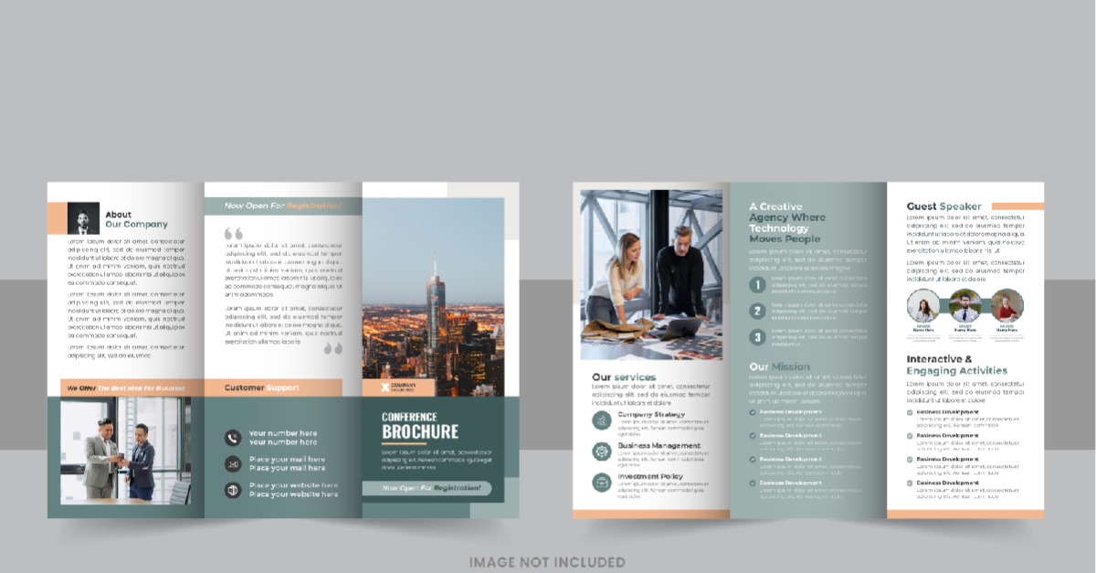 Business Conference Trifold Brochure layout - TemplateMonster