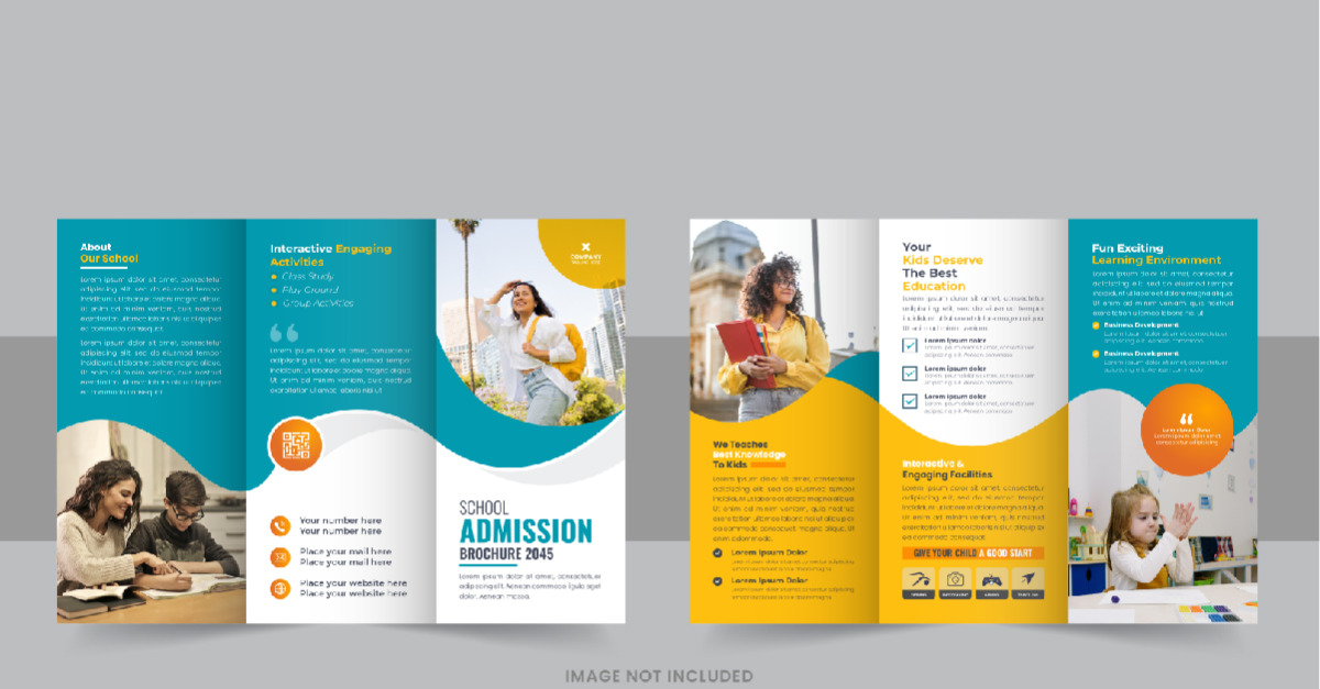 Creative Kids back to school admission or Education trifold brochure ...