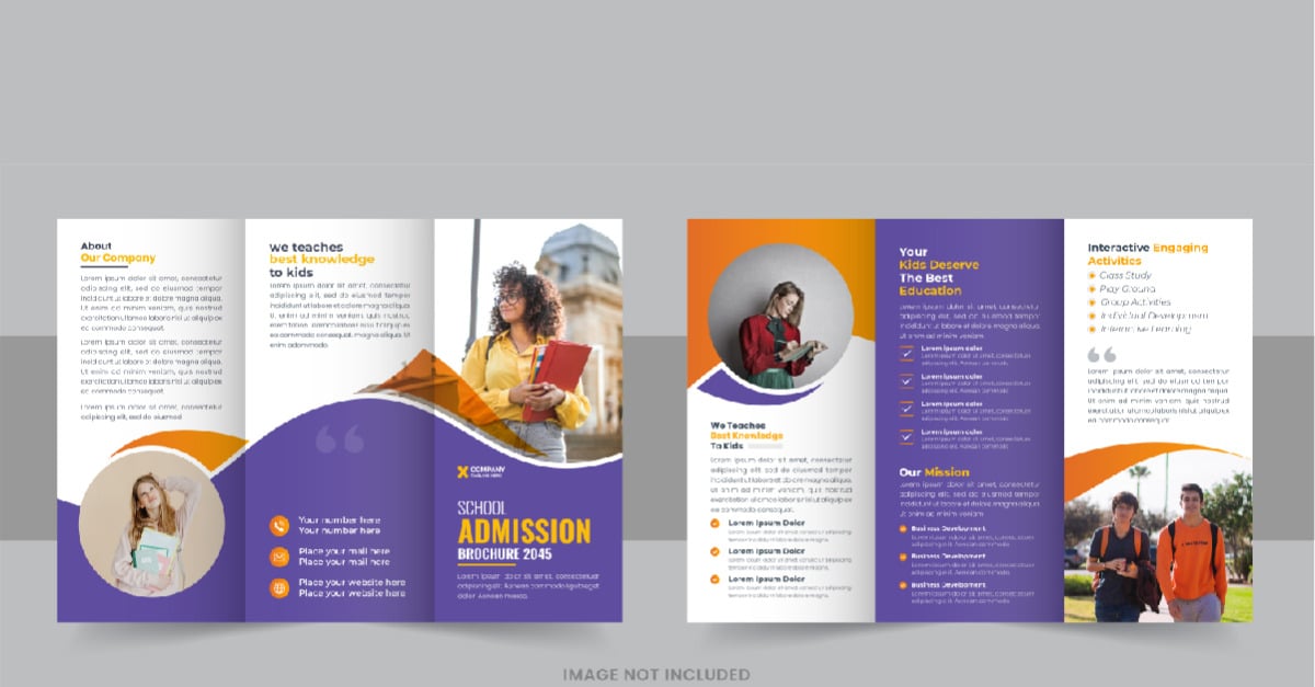 Kids back to school admission or Education trifold brochure design ...