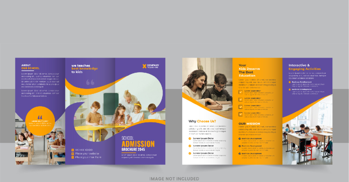 Kids back to school admission or Education trifold brochure design