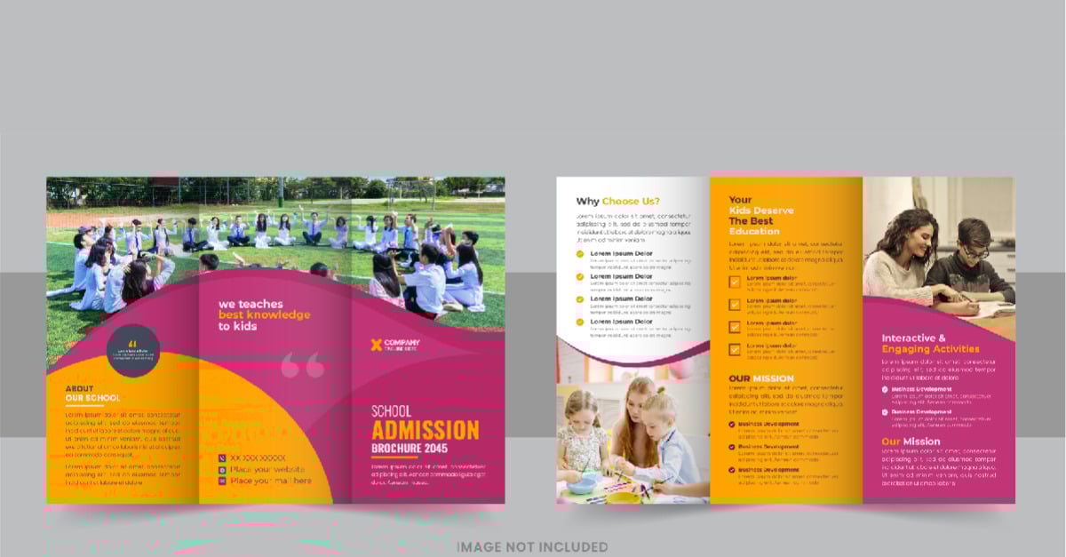 Kids back to school admission or Education trifold brochure template