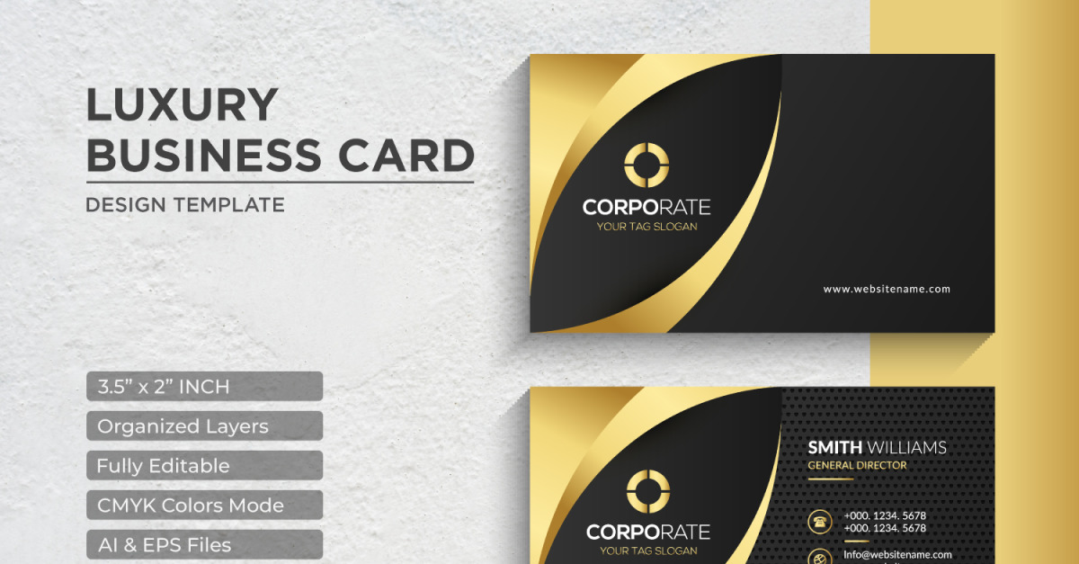 Luxury Golden Business Card Design - Corporate Identity Template V.053