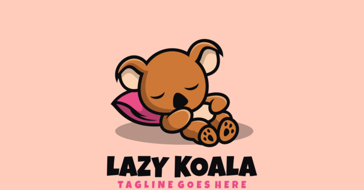 Lazy Koala Mascot Cartoon Logo #340964 - TemplateMonster