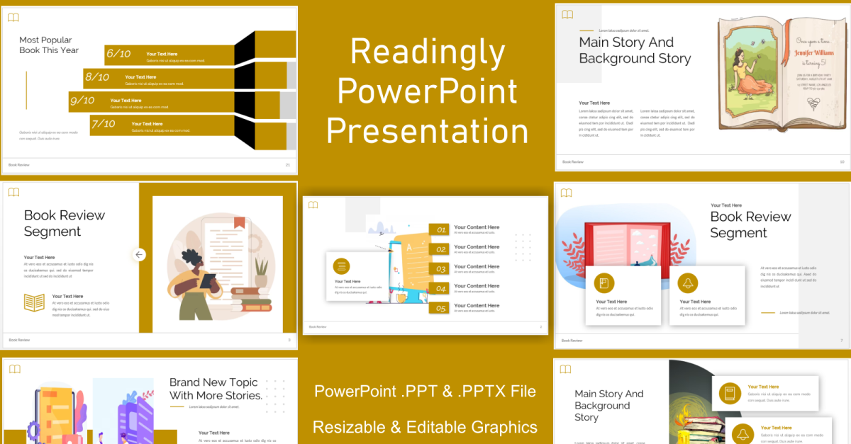 Readingly - Book Review PowerPoint Template - TemplateMonster