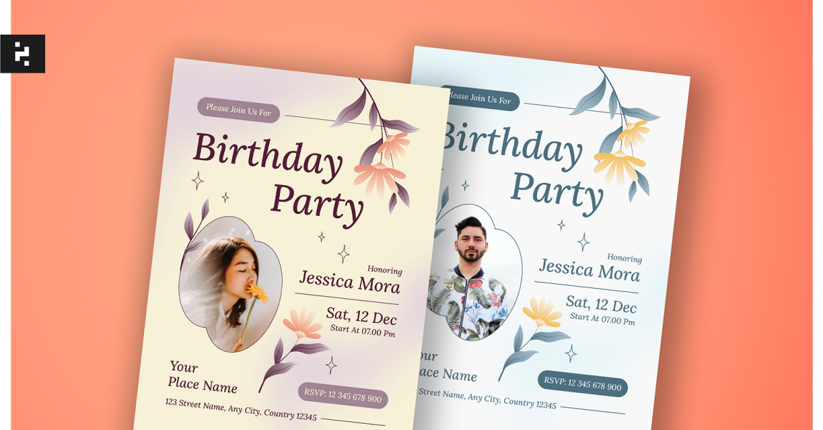 Creative Floral Birthday Invitation #341183 - TemplateMonster
