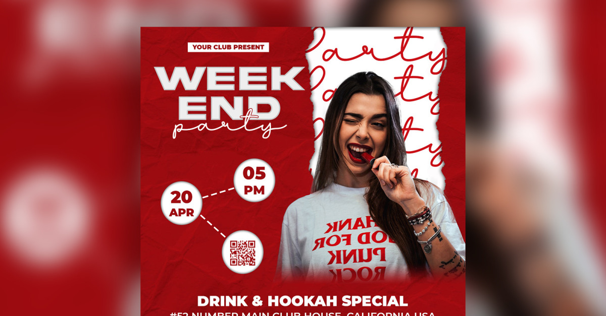 Week End Night Club Party Social Media Banner Post Template