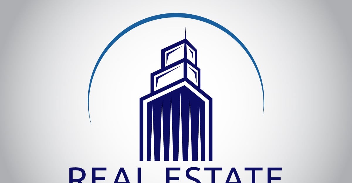 Blue theme Real Estate Logo Template - TemplateMonster