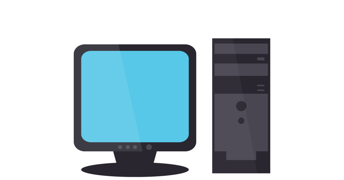 Computer monitor illustrated and colored in vector with a background