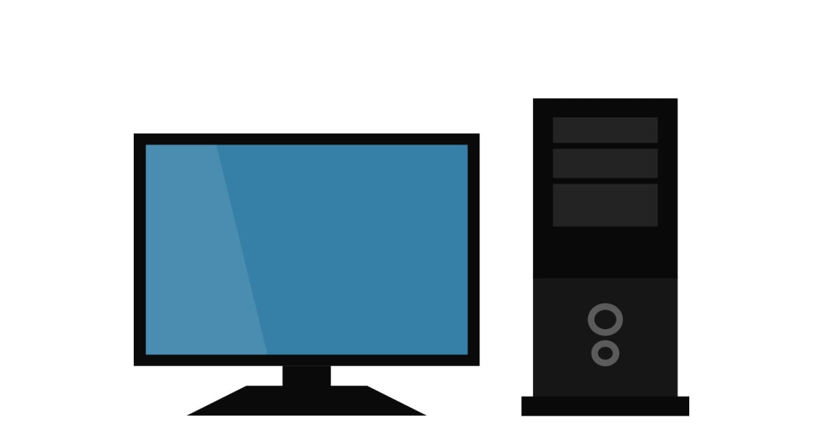Computer with monitor illustrated and colored