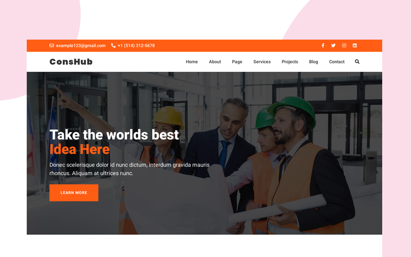 Consthub - Modello HTML del sito Web aziendale