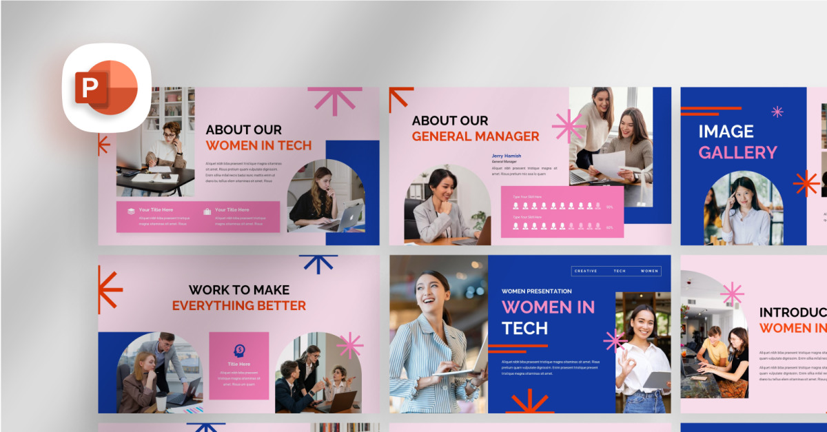 Donne nel modello di presentazione tecnica - TemplateMonster