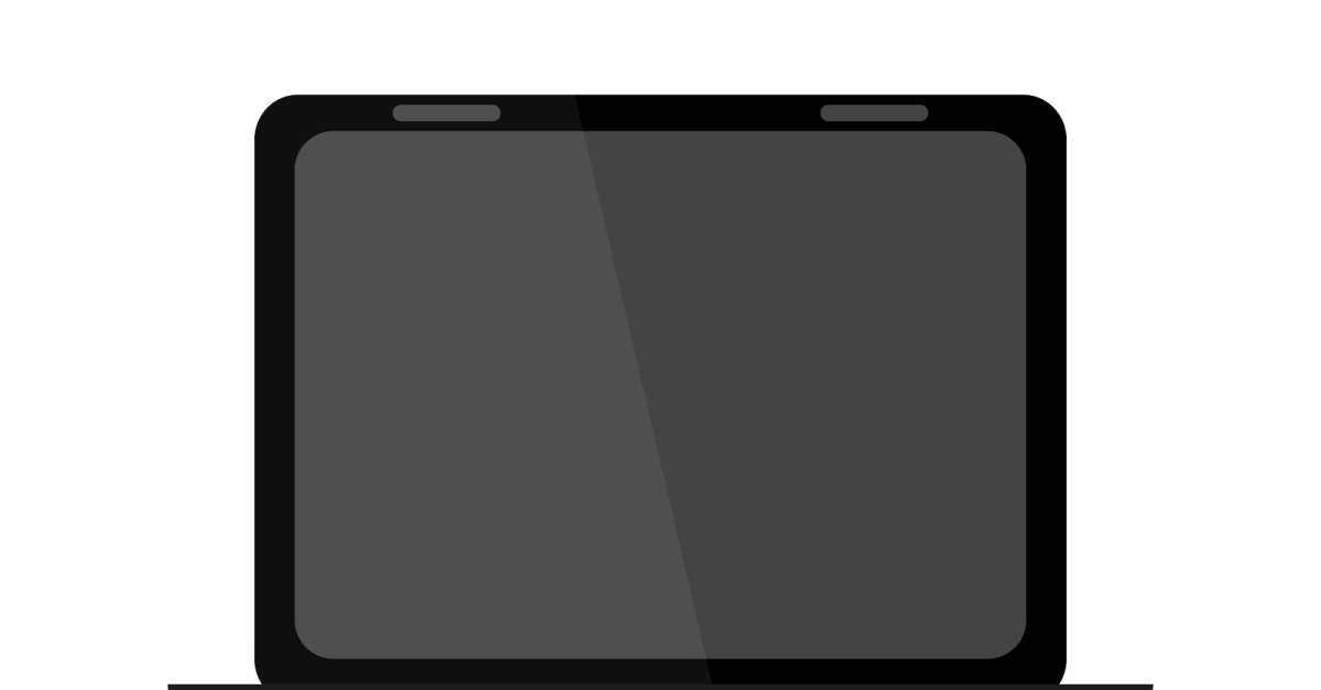 Laptop illustrated and colored in vector on a white background