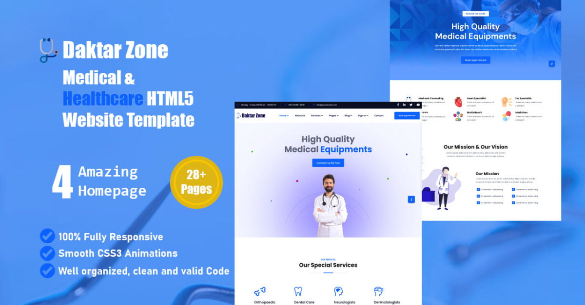 DaktarZone - Medical & Healthcare HTML5 Website Template