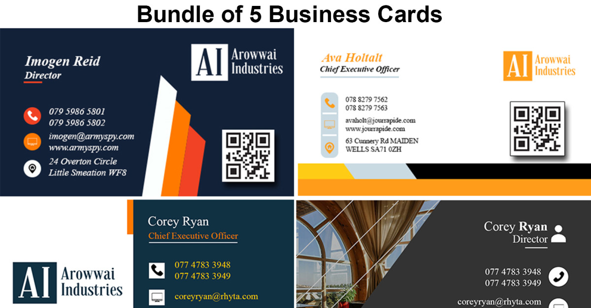 Bundle of 5 Visiting Cards - Business Cards Templates