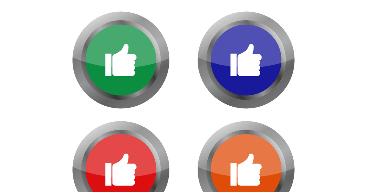 Vector illustrated and colored I like button on background