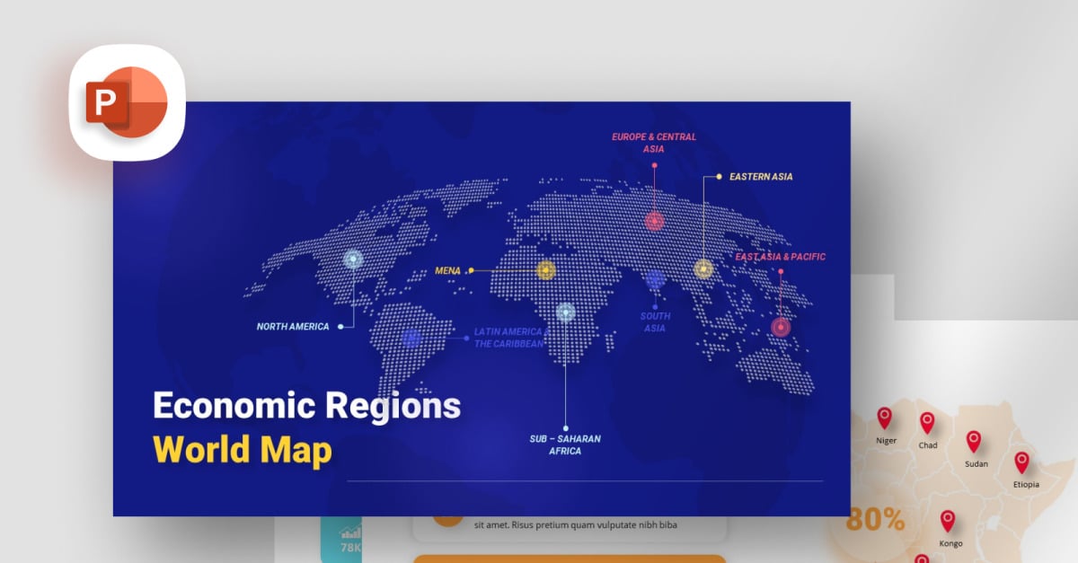 Economic Regions World Map Presentation Template