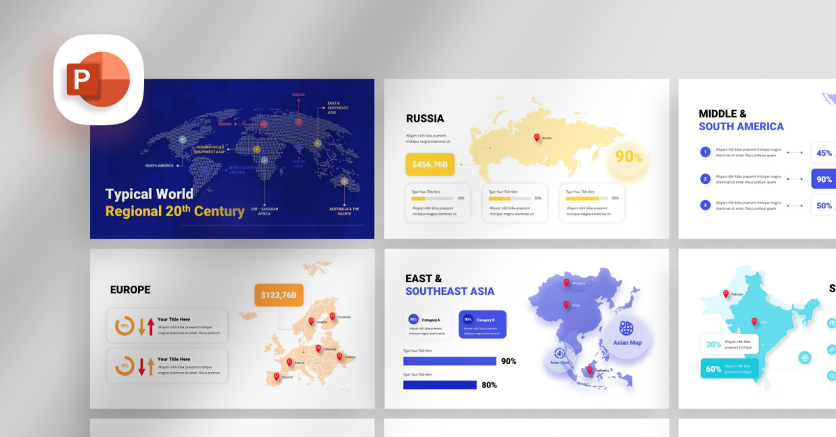 Typical World Regional 20th Century Map Presentation Template