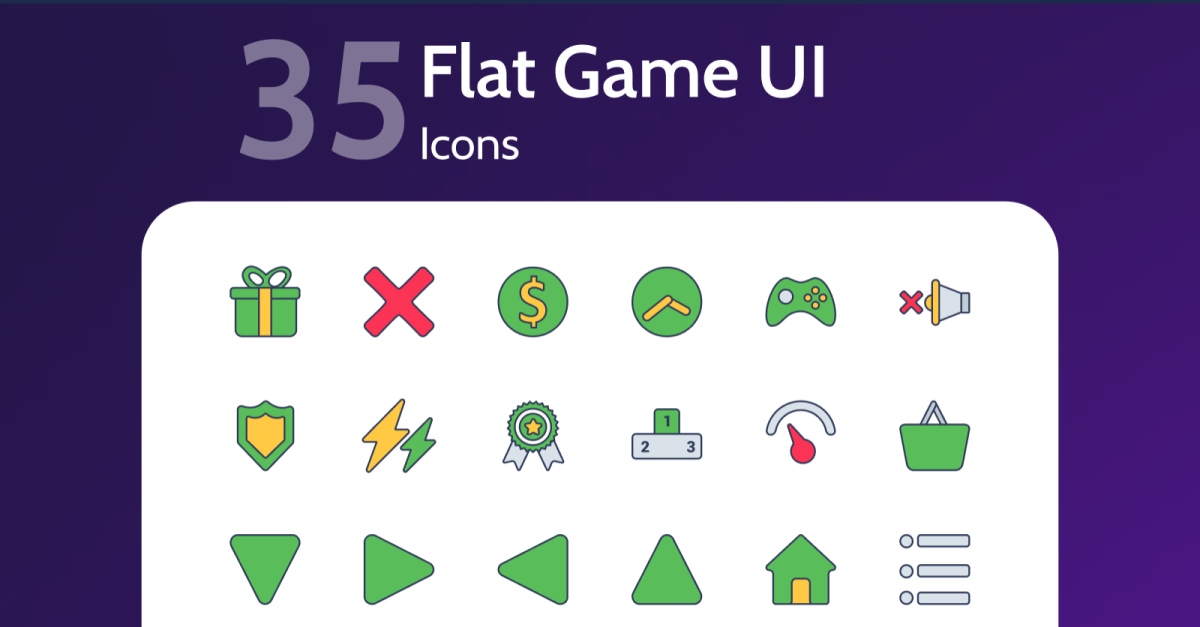 Flat Game UI Icon Pack. Over 35 sleek, modern icons crafted for various ...