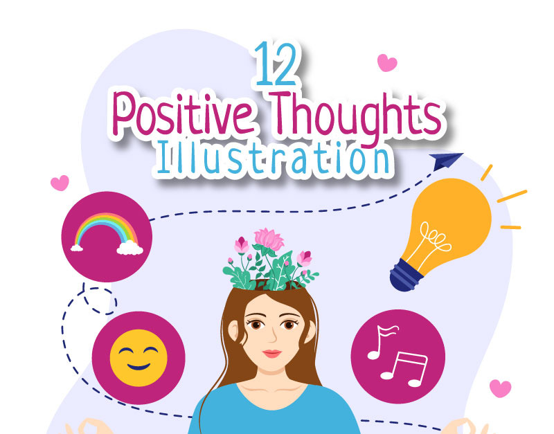Illustration vectorielle de 12 pensées positives