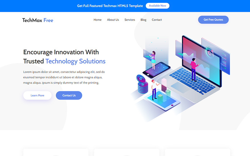 Techmax gratuit - Modèle de site Web HTML5 pour solutions et technologies informatiques