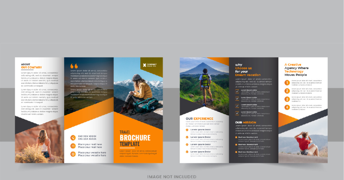 Tour and travel agency trifold brochure template design Layout vector