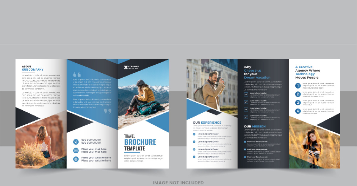 Tour and travel agency trifold brochure template Layout