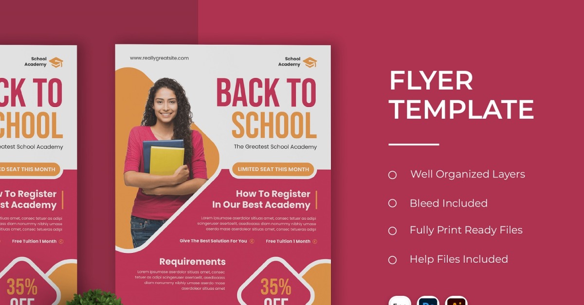 Back To School Flyers Template #342933 - TemplateMonster