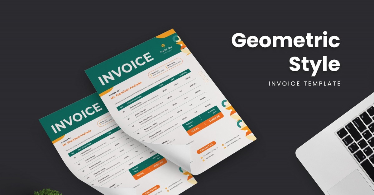 Geometric Style Invoice Template #342955 - TemplateMonster