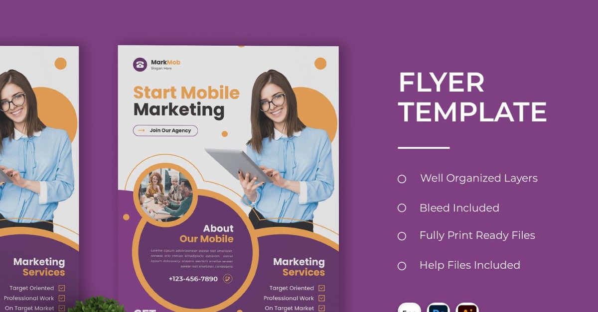 Mobile Marketing Flyer Template #342918 - TemplateMonster