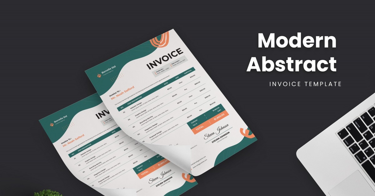 Modern Abstract Invoice Template #342951 - TemplateMonster