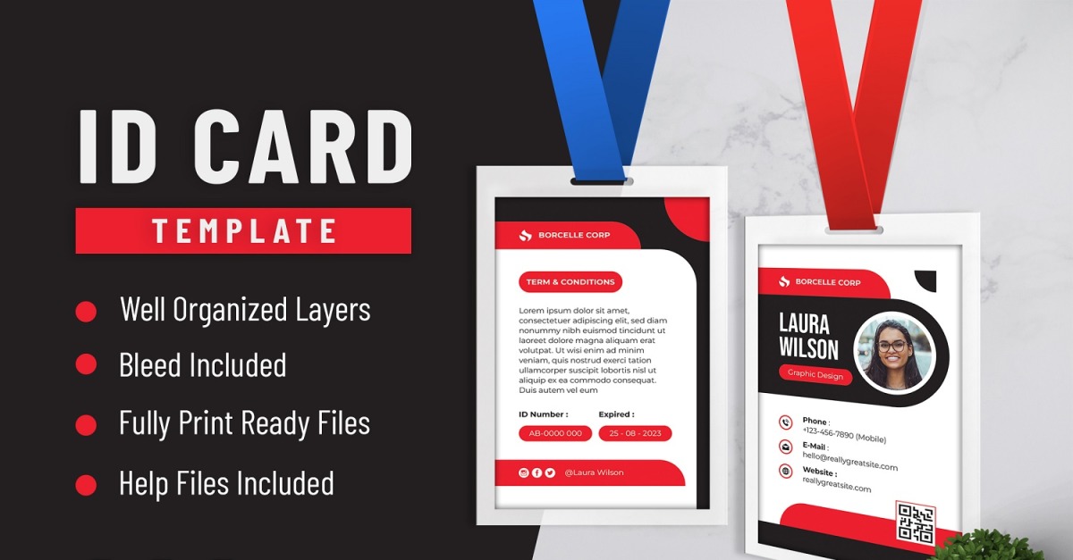 Simple Modern ID Card Template #342939 - TemplateMonster