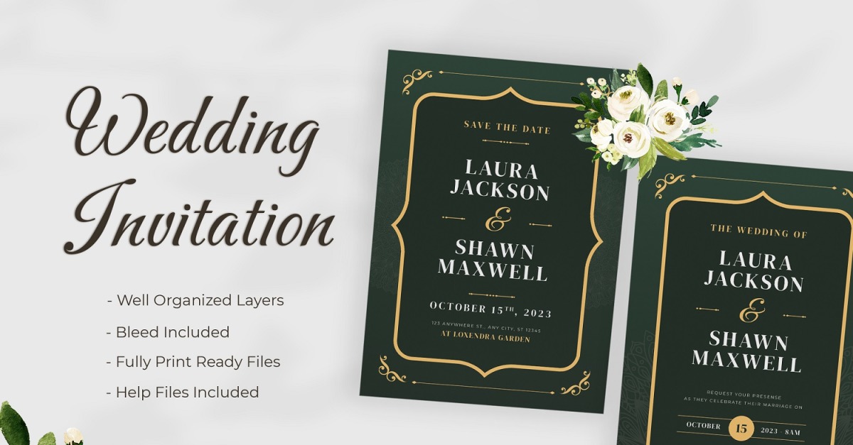 Classic Elegant Wedding Invitation #343024 - TemplateMonster