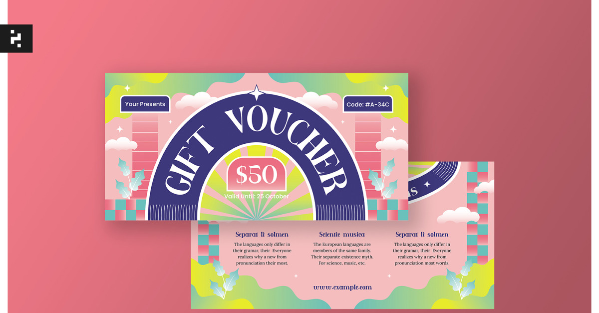 Creative Gift Voucher Psychedelic Theme - TemplateMonster
