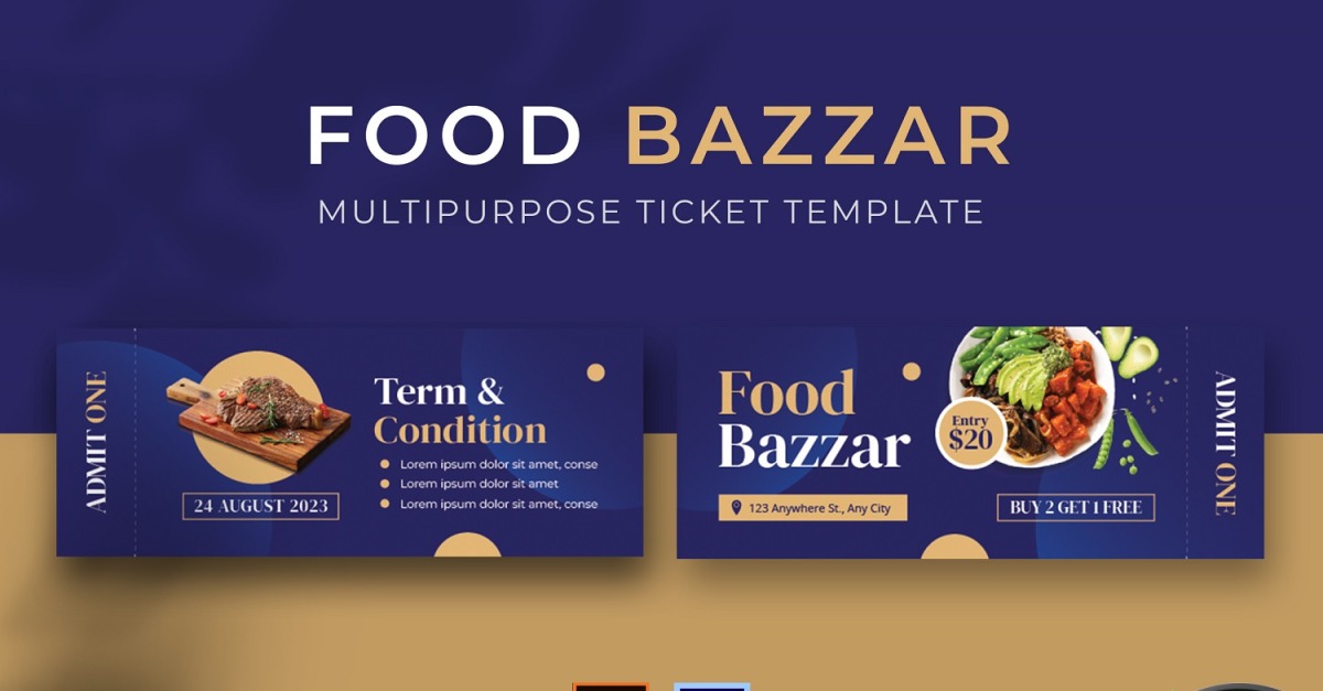 Food Bazzar Ticket Template #343013 - TemplateMonster