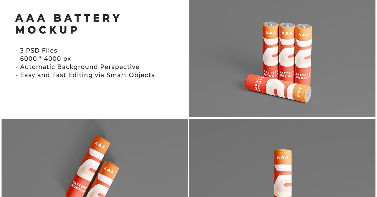 AAA Battery Mockup Template #343194 - TemplateMonster
