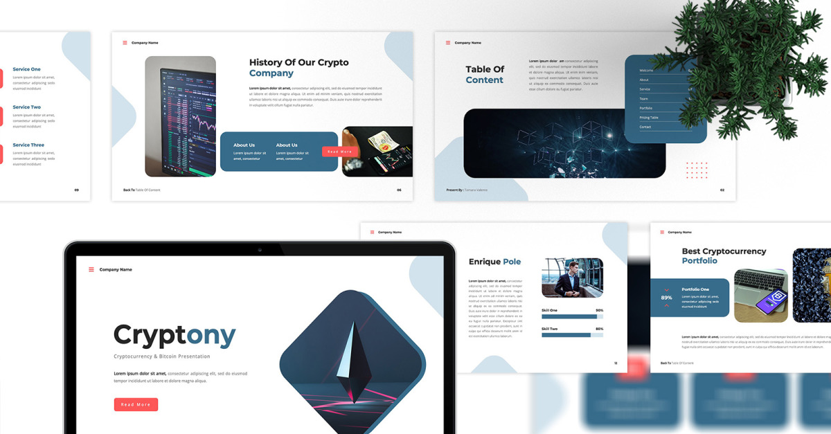 Cryptony - Modello PowerPoint di criptovaluta e Bitcoin