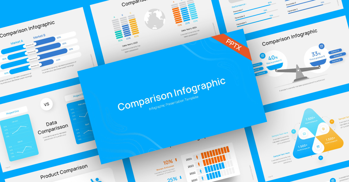 Modello di PowerPoint per infografica di confronto aziendale