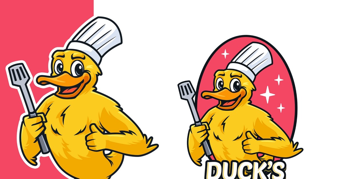 Duck Restaurant Mascot Logo Template - TemplateMonster