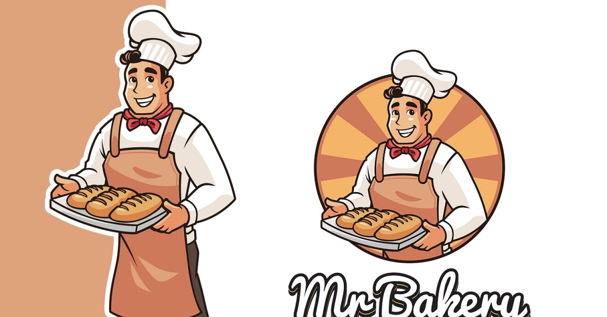 Mr Bakery Mascot Logo Template #343320 - TemplateMonster