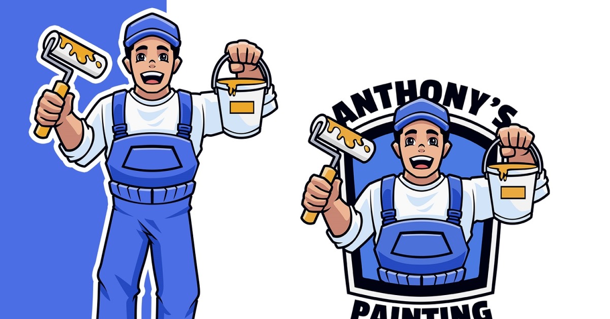 Painting Service Mascot Logo Template - TemplateMonster