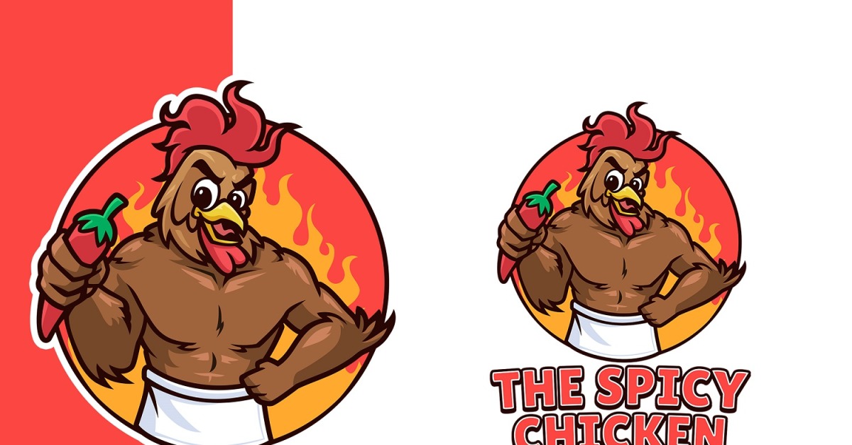 Spicy Chicken Logo Mascot Logo Template - TemplateMonster