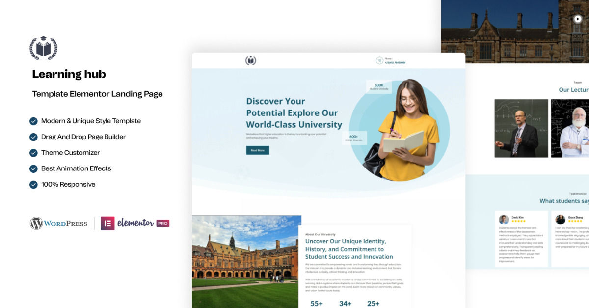 Learning Hub – College and University Education WordPress Elementor ...