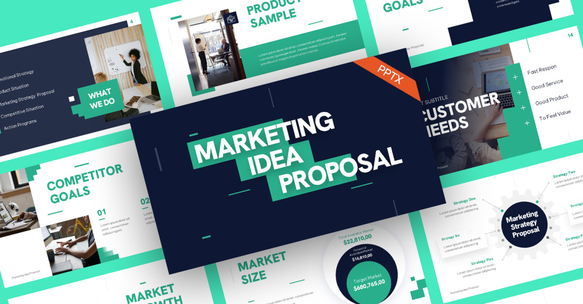 Modelo de PowerPoint de Ideia de Marketing Linear