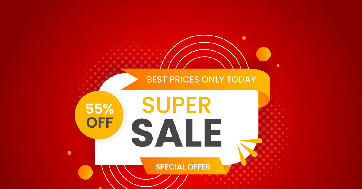 Vector sale banner promotion with the red background and super offer ...