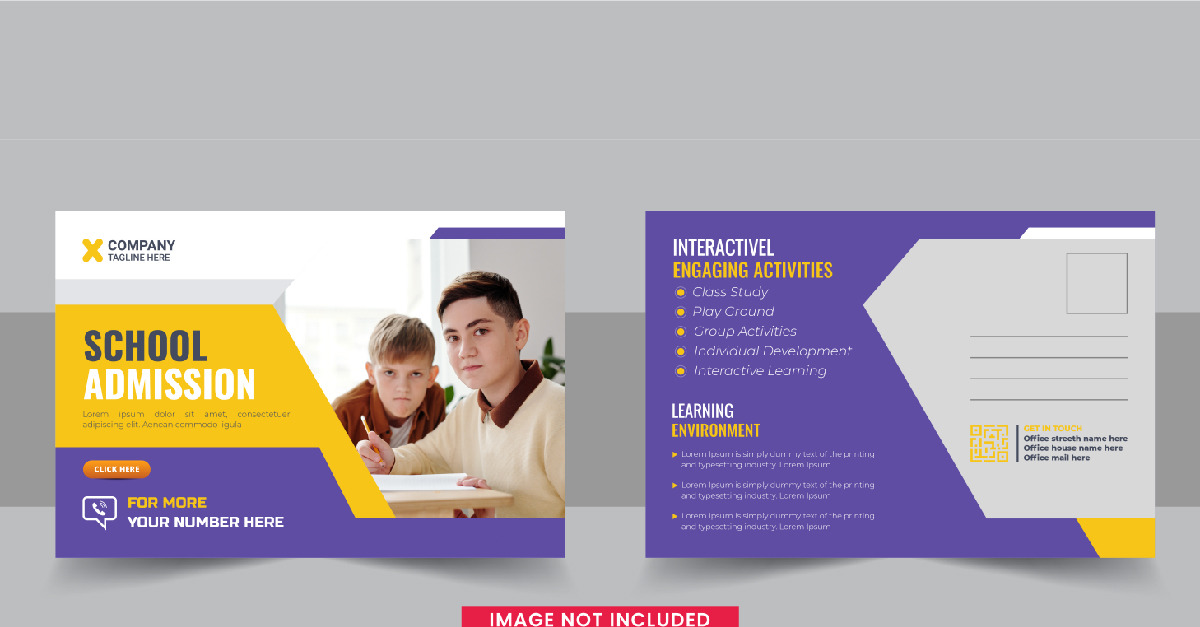 Modern School admission postcard template layout