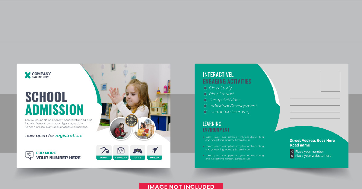 School admission postcard template layout - TemplateMonster