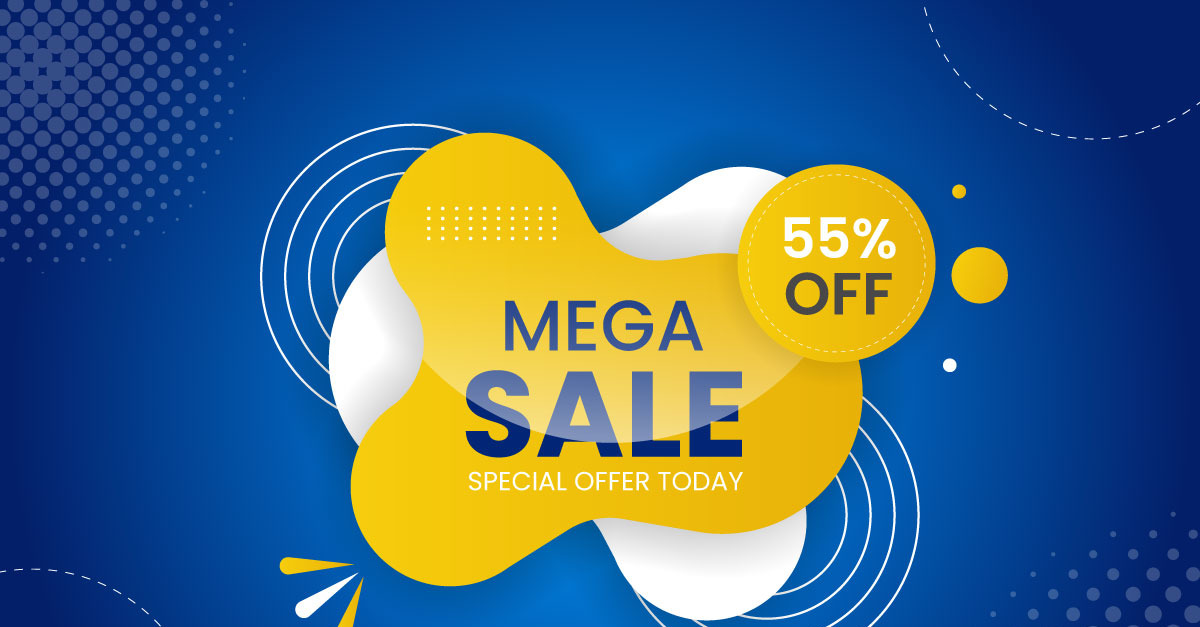 Bannière de vente de couleur bleu dégradé de vecteur et fond bleu de ...