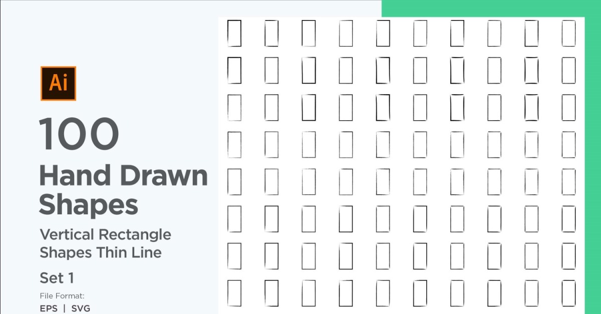 Rectángulo vertical Forma Línea delgada 100_Set V 1