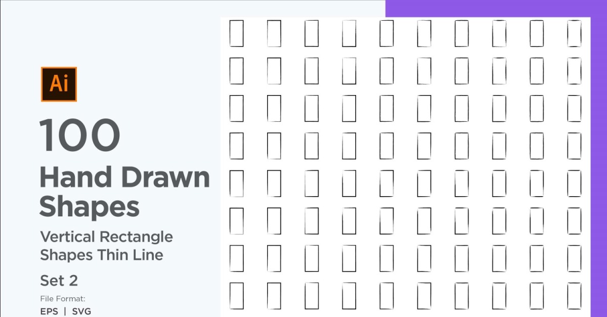 Vertical Rectangle Shape Thin Line 100_Set V 2